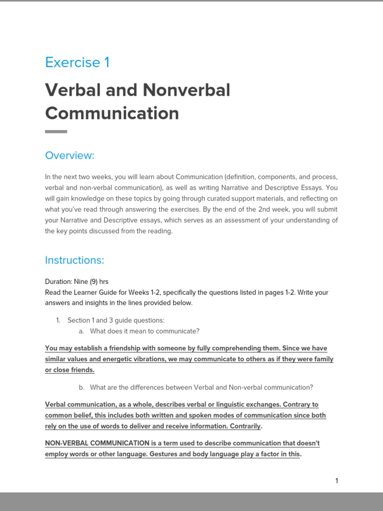 AC - Exercise 1 - Verbal and Nonverbal Communication - Carrasco ...
