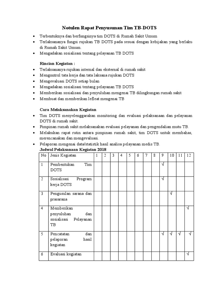 Notulen Rapat Penyusunan Tim TB DOTS | PDF