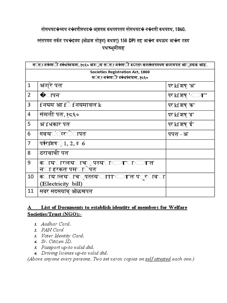 Societies Registration - Marathi | PDF