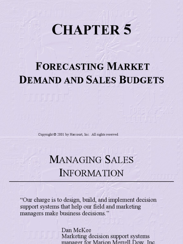 Chapter 05 FORECASTING MARKET DEMAND AND SALES BUDGETS | PDF | Sales | Forecasting