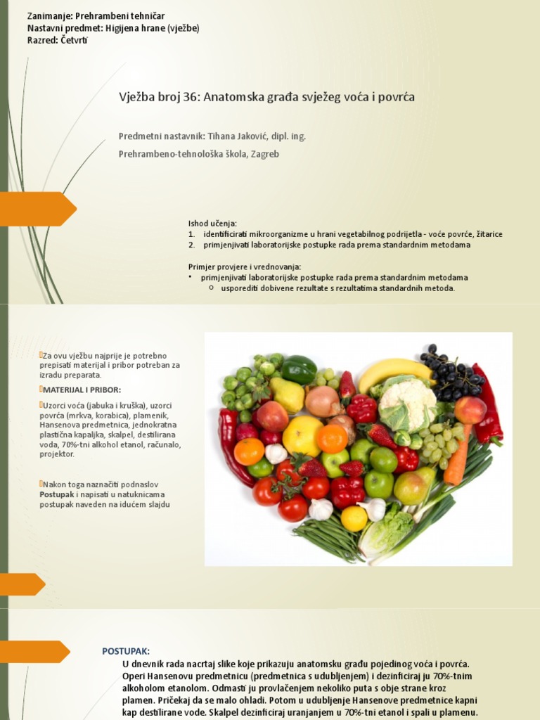 Prehrambeni Tehničar - Higijena Hrane - Vježba Broj 36 Anatomska Građa ...