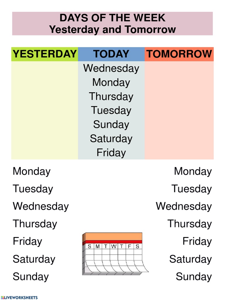 Days of the Week Worksheet | PDF
