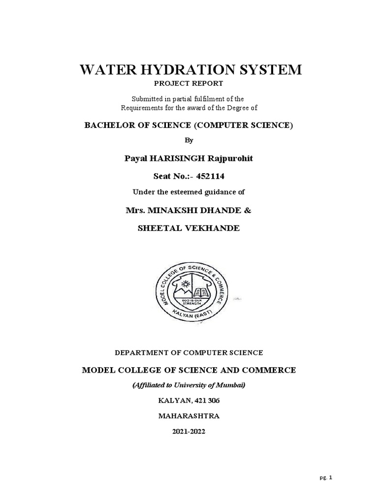 Water Hydration System Project by Payal Rajpurohit | PDF | Use Case ...