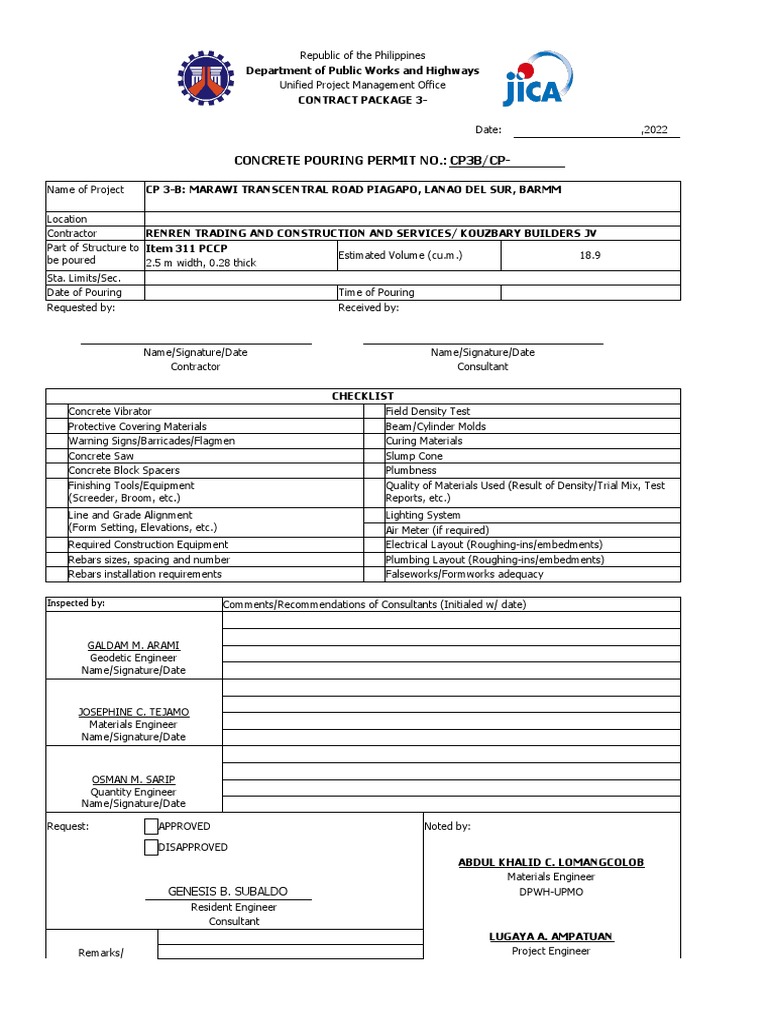 Work Request and Pouring Permit Files 1 | PDF | Concrete | Building ...