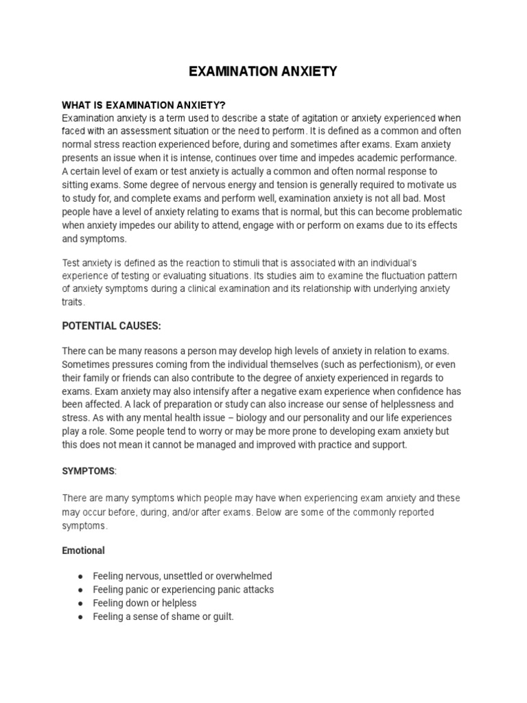 Exam Anxiety in College Students | PDF | Anxiety | Feeling
