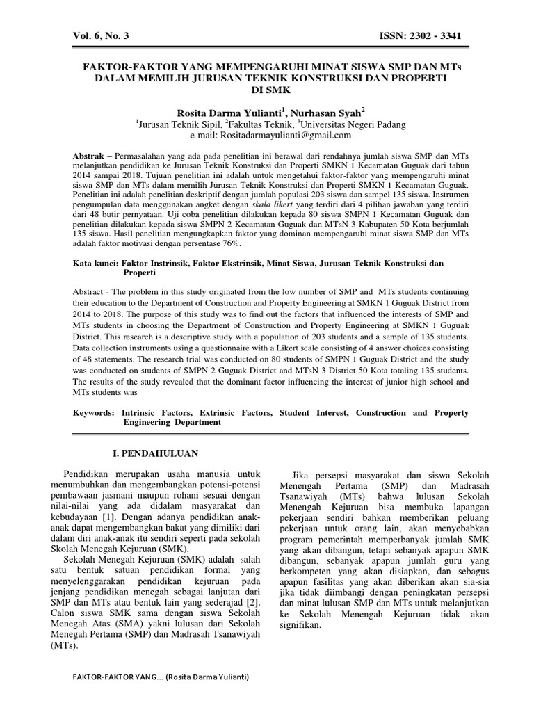 Faktor-Faktor Yang Mempengaruhi Minat Siswa SMP Da | PDF | Seni
