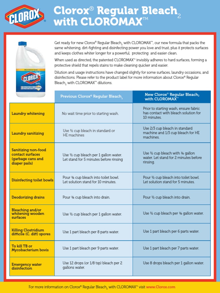 Clorox Regular CloroMax FactSheets 0911 | PDF | Bleach | Disinfectant