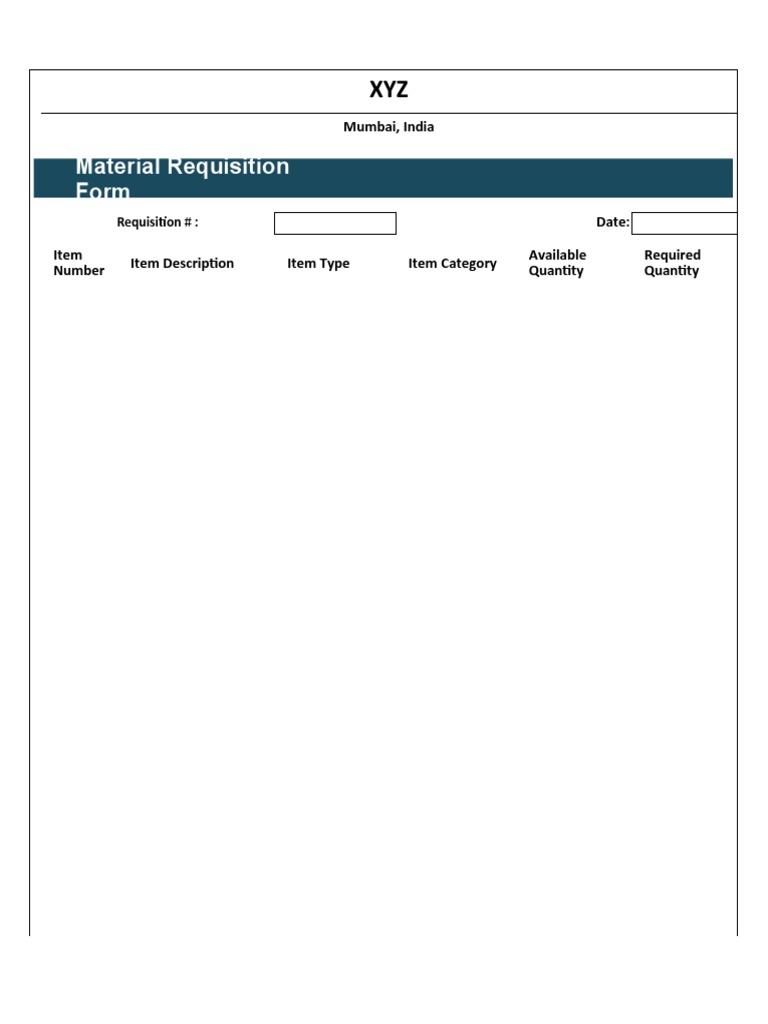 Material Requisition Template | PDF
