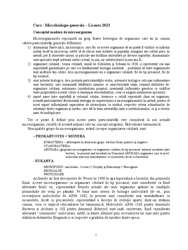 Vdocuments - MX Curs Microbiologie Generala Licenta Tabel NR 1 ...