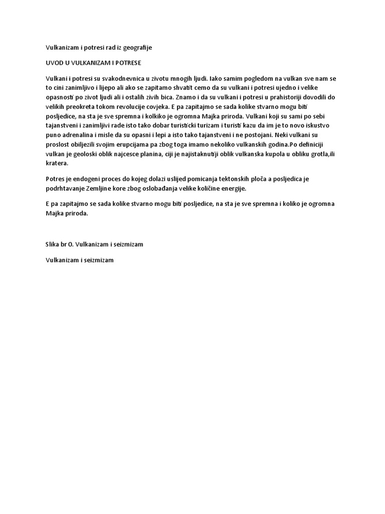Vulkanizam I Potresi Rad Iz Geografije | PDF