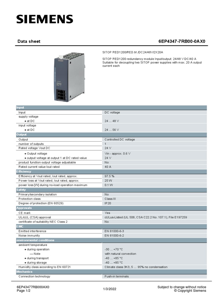 6EP43477RB000AX0 - Datasheet - en | PDF | Power Supply | Electromagnetism