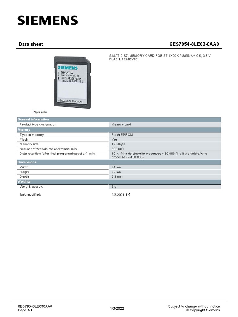 6ES79548LE030AA0 - Datasheet - en | PDF | Computers