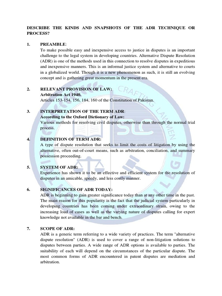 ADR Techniques | PDF | Alternative Dispute Resolution | Mediation