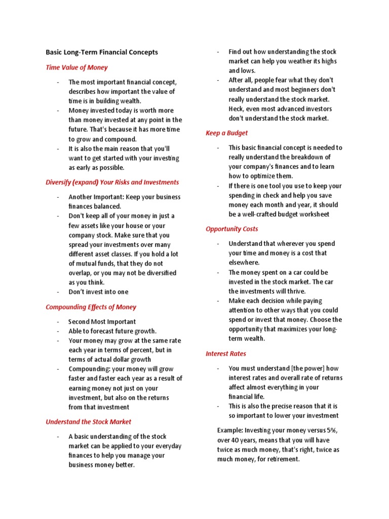 Basic Long Term Financial Concepts | PDF | Present Value | Net Present Value
