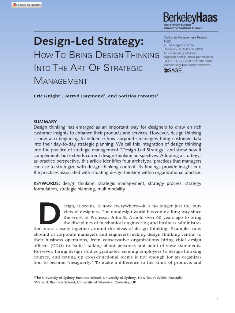 Journal Article 2 | PDF | Strategic Management | Design Thinking