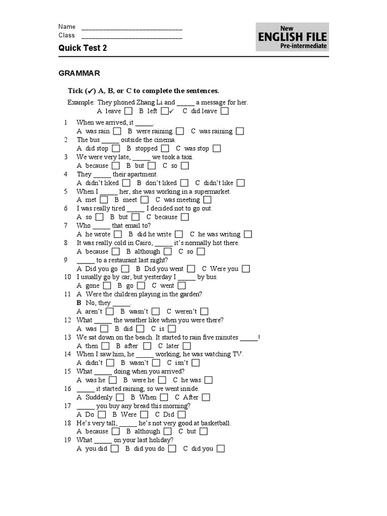EF4e Preint Quicktest 02 | PDF | Linguistics