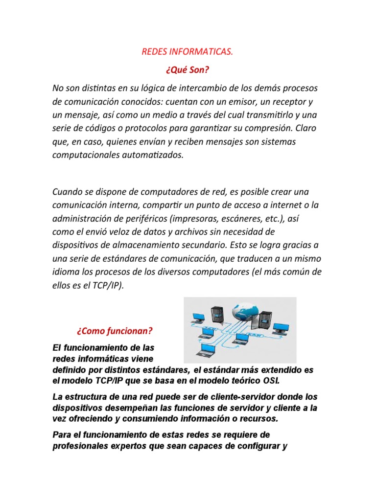 Redes Informaticas | PDF | Red de computadoras | Protocolos de internet
