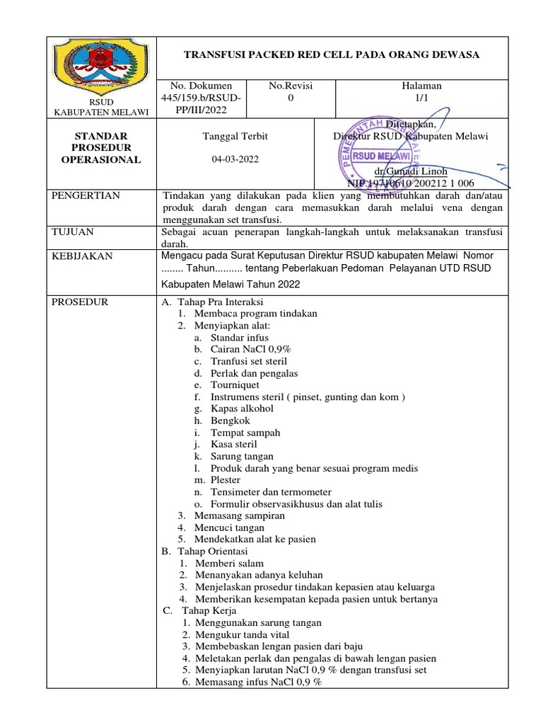 Transfusi Darah Prc Pada Orang Dewasa Pdf