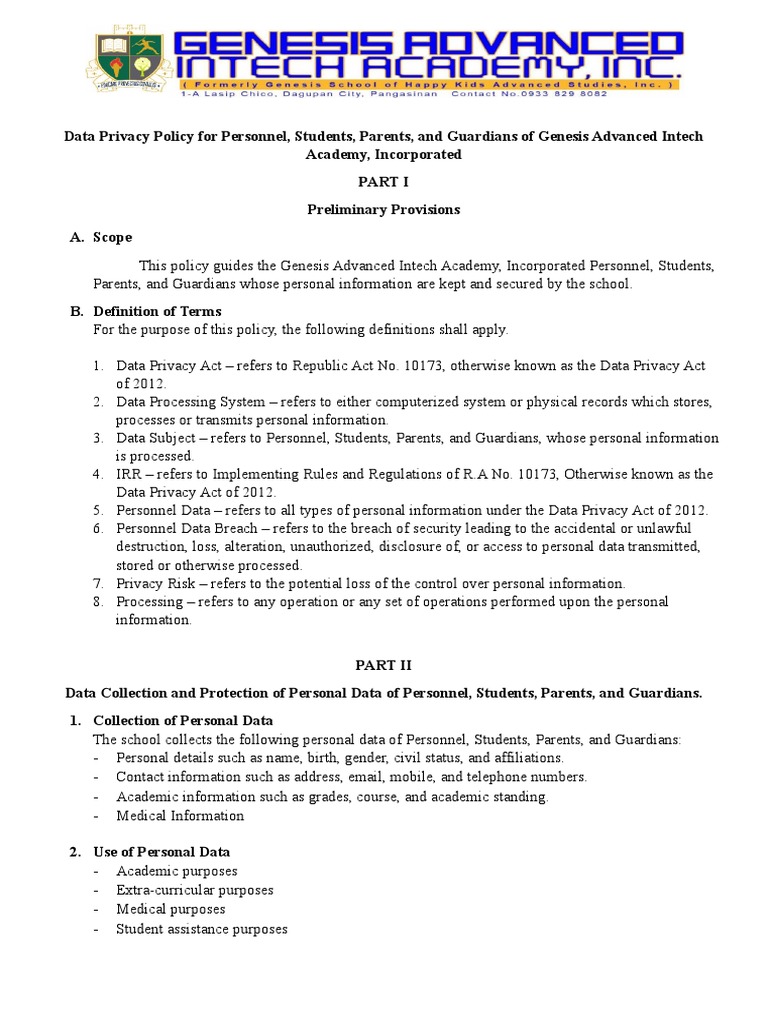 PEAC Data Privacy Policy For Personnel | PDF | Information Privacy ...