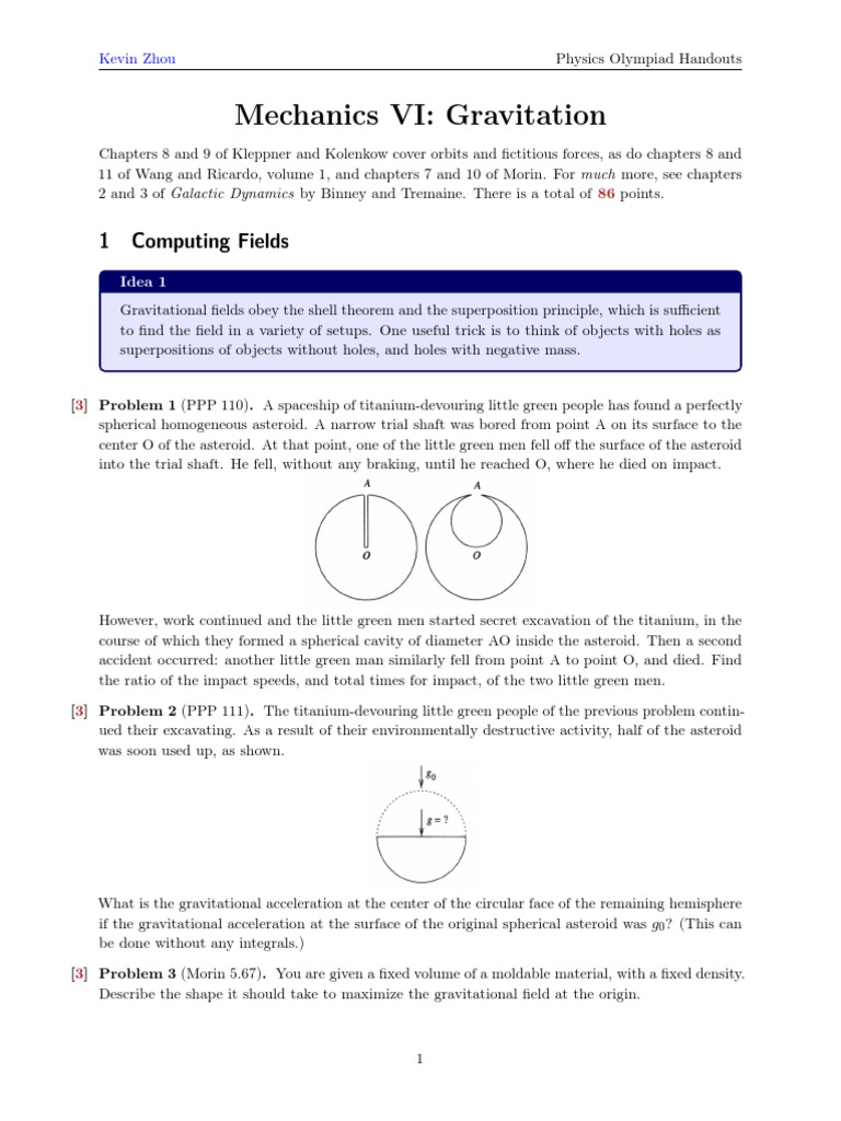 Gravitation Olympiad Level | PDF | General Relativity | Orbital Maneuver
