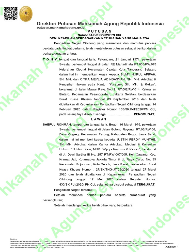 Surat Putusan Kel 1 | PDF