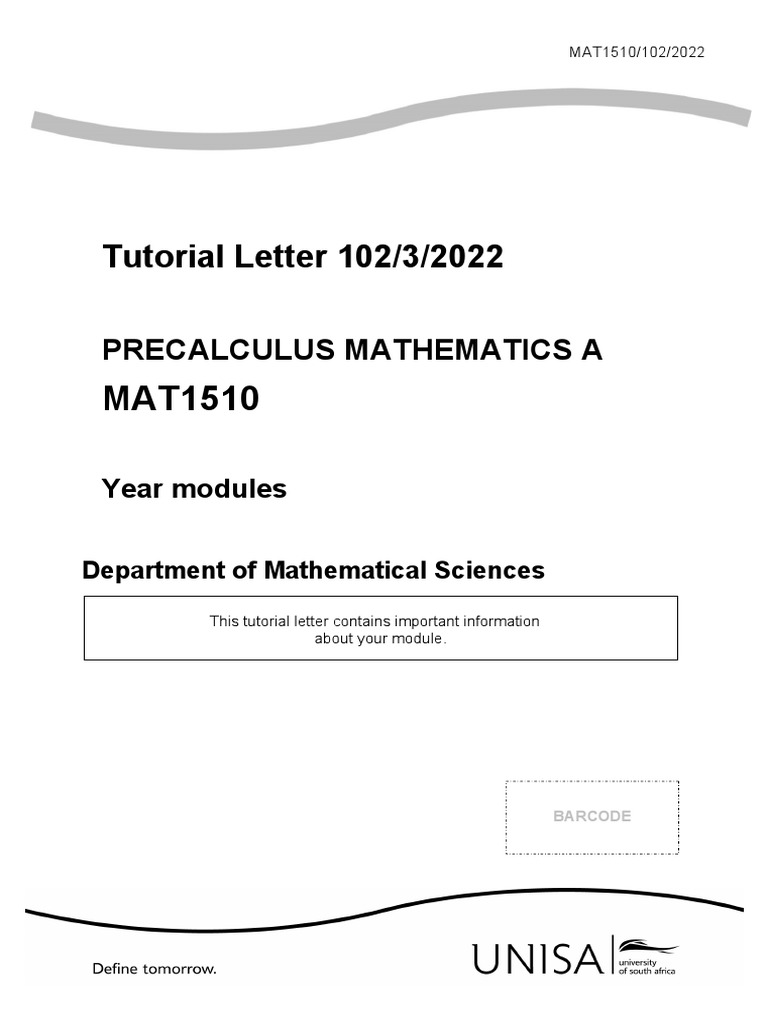Assignment 4 - Mat1510 - 2022 Memorandum | PDF | Length | Theoretical Computer Science