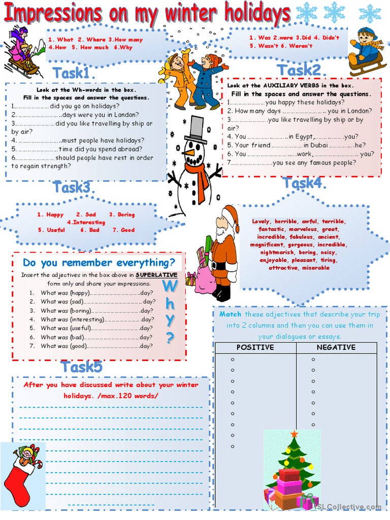 Winter Holidays. Speaking+Writing | PDF | Human Communication ...