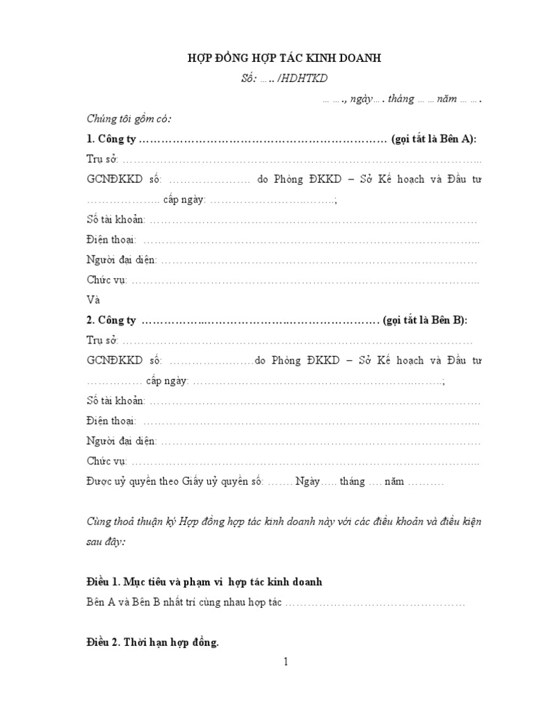 H P Đ NG H P Tác Kinh Doanh | PDF