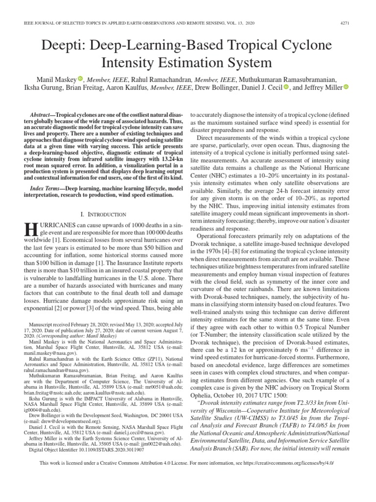 Deep Learning for Cyclone Intensity Estimation | PDF | Tropical ...