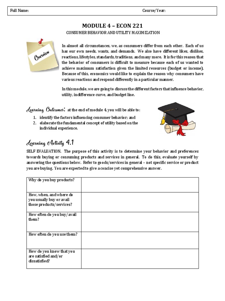 MODULE 4 - Econ 221 - Basic Microeconomics | PDF | Utility | Behavior