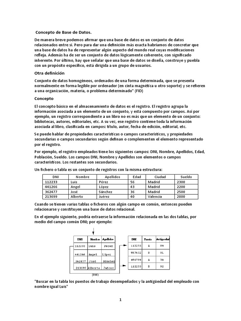 Definición de Base de Datos | PDF | Bases de datos | Conjunto (Matemáticas)