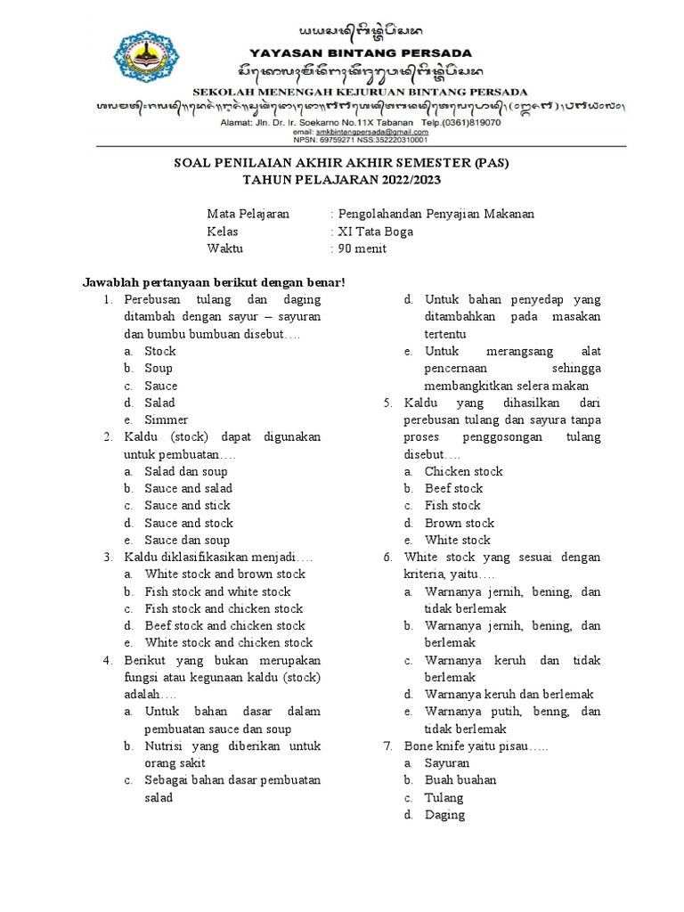 PPM ULANGAN AKHIR SEMESTER 1 Kls 11 | PDF