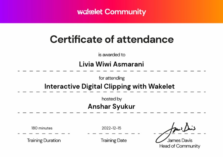 Wakelet Community Session - Certificate of Attendance | PDF