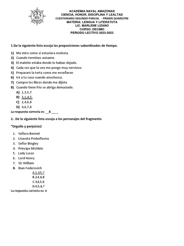Lengua y Literatura 10mo 2P1Q | PDF