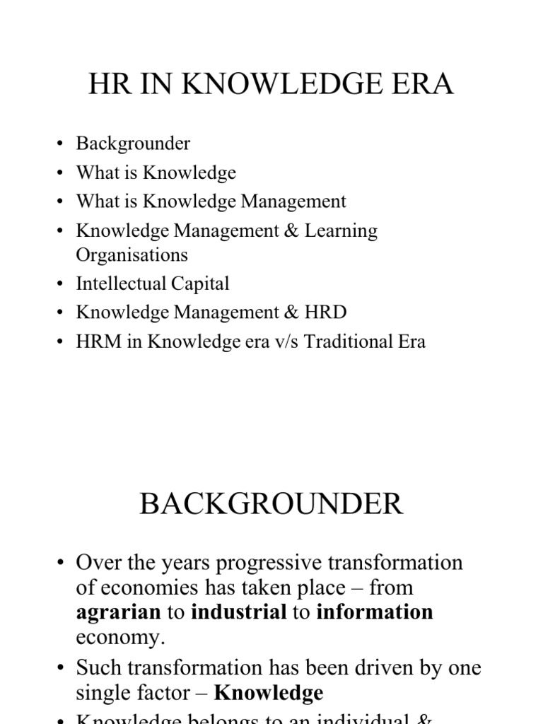 HR in Knowledge Era | PDF