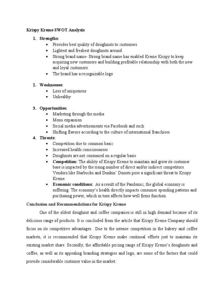 Krispy Kreme SWOT Analysis | PDF | Doughnut | Business Economics