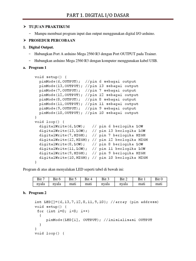 PART 1 - Digital Input Output | PDF