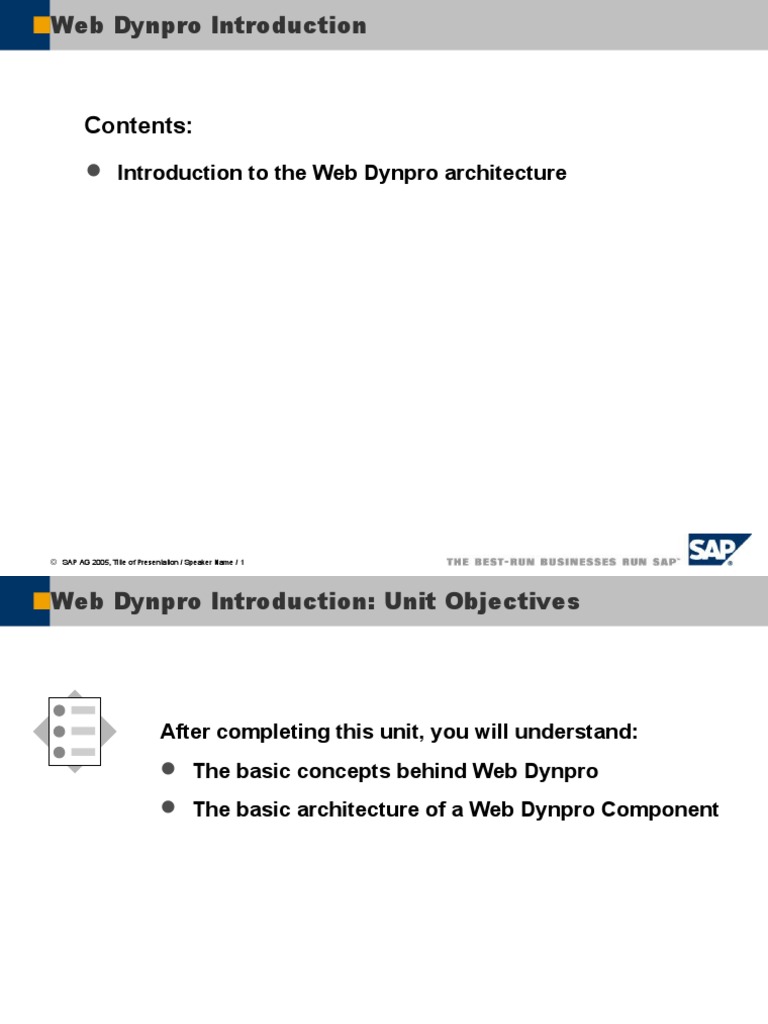 Contents:: Introduction To The Web Dynpro Architecture | PDF | Model ...