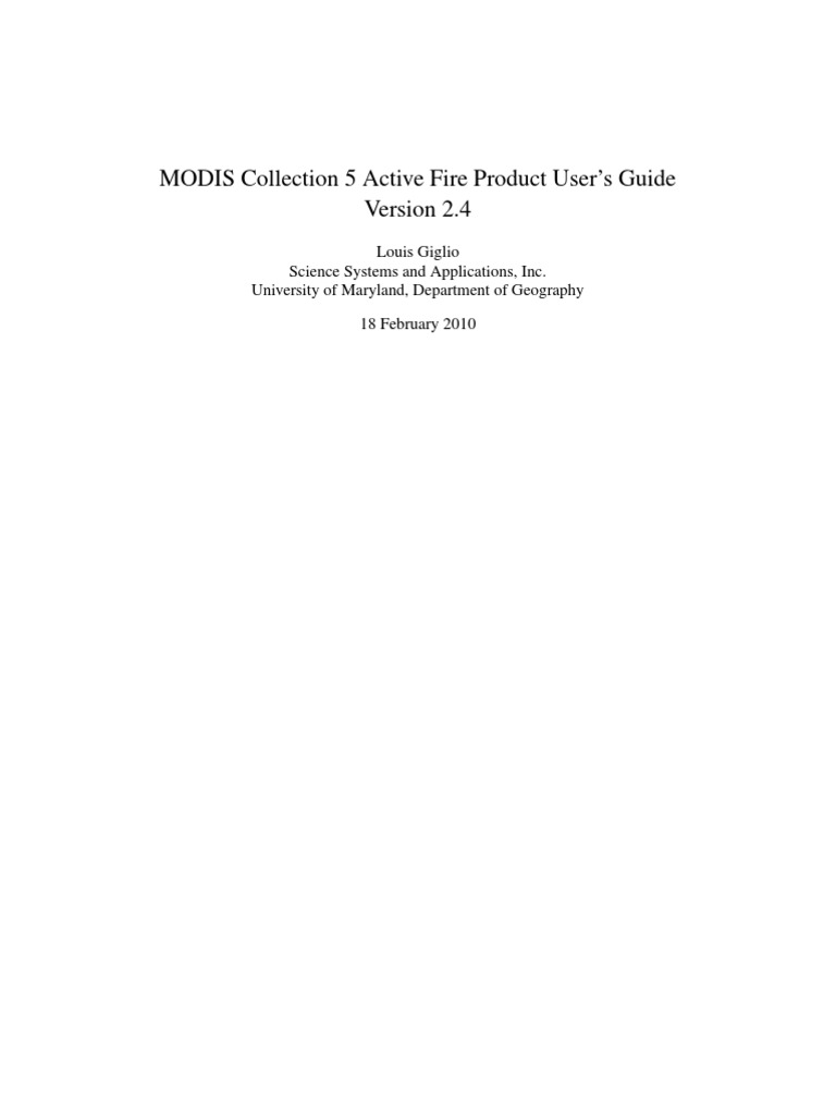 MODIS Fire Users Guide 2.4 | PDF | Array Data Structure | Integer ...
