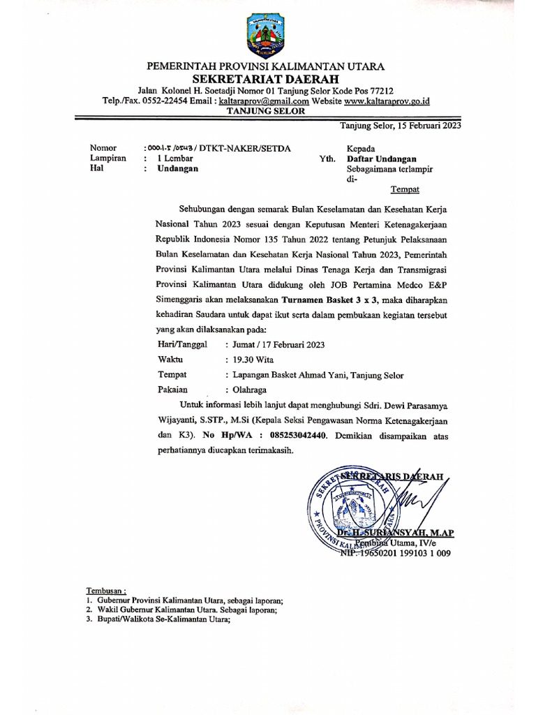 Kepada Yth Daftar Undangan Terlampir | PDF