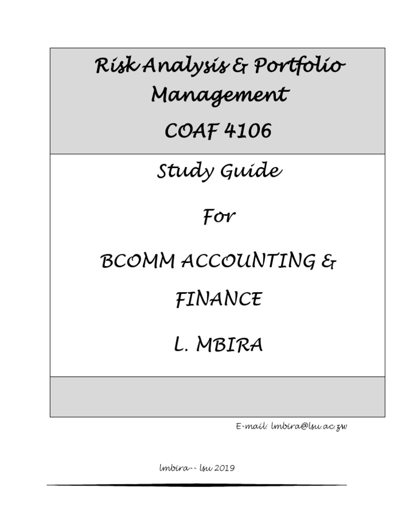 Risk Analysis and Portfolio Management Module | PDF | Financial Risk ...