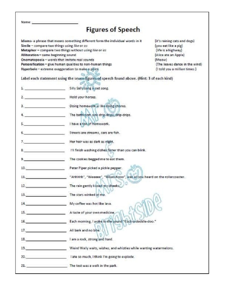 Simile - Onomatopoeia Worksheet | PDF