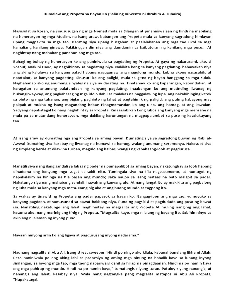 Dumalaw Ang Propeta Sa Bayan Ko | PDF