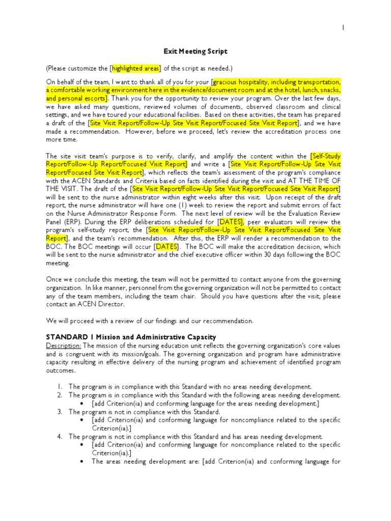 Script Exit Meeting | PDF | Regulatory Compliance | Curriculum