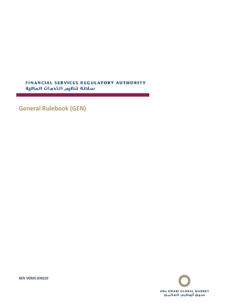 ADGM General Rulebook GEN | PDF | Internal Audit | Regulatory Compliance