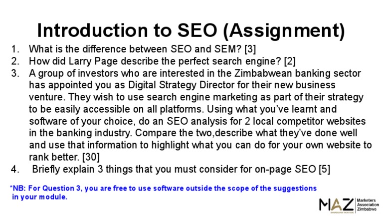 Seo Assignment | PDF | Career & Growth | Business Seo Assignment | PDF | Career & Growth | Business