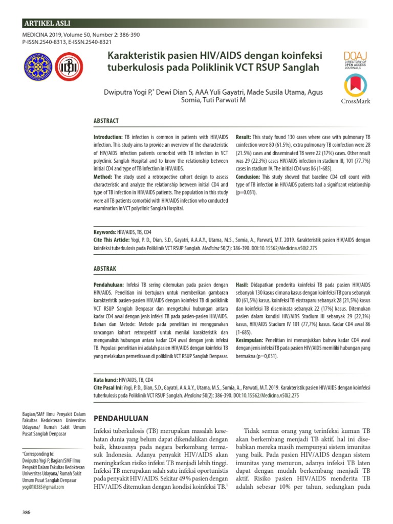 Hiv + TB | PDF | Tuberculosis | Medical Statistics