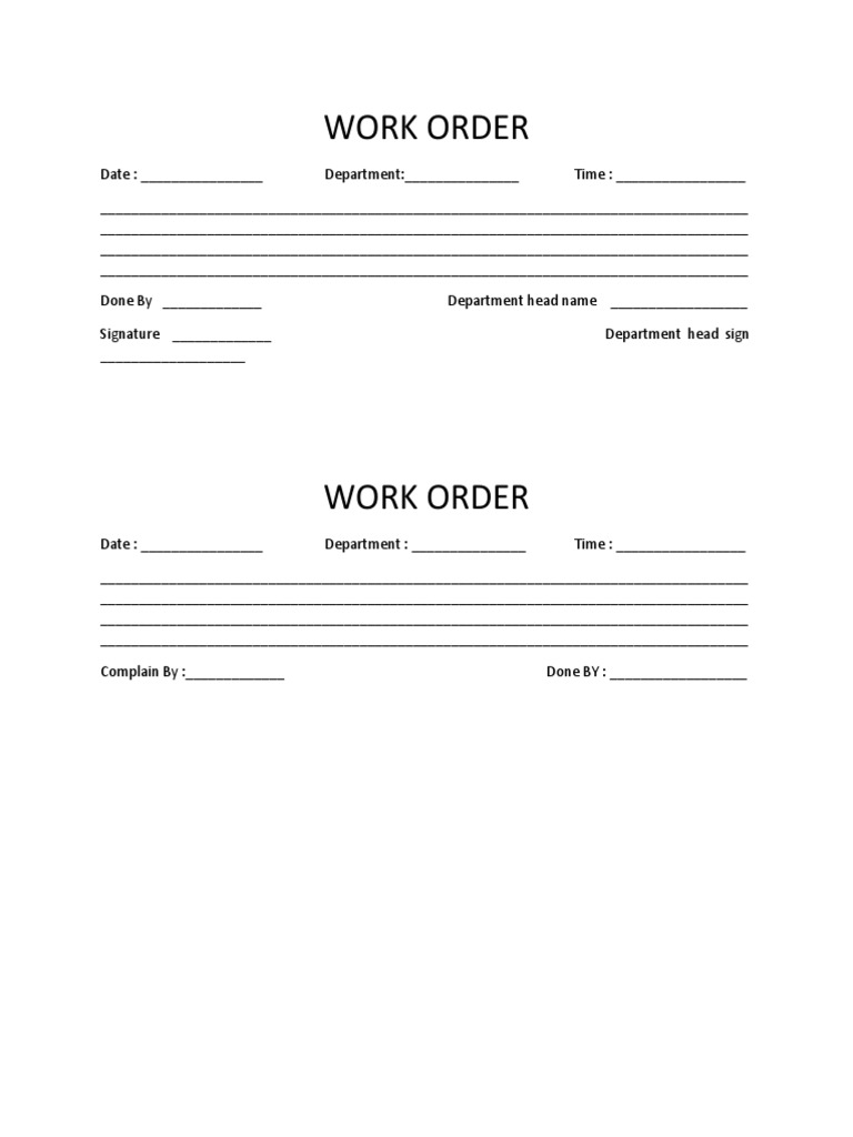 WORK ORDER Original | PDF