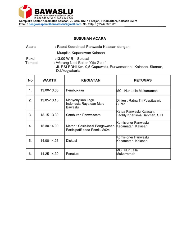 Rundown Acara | PDF