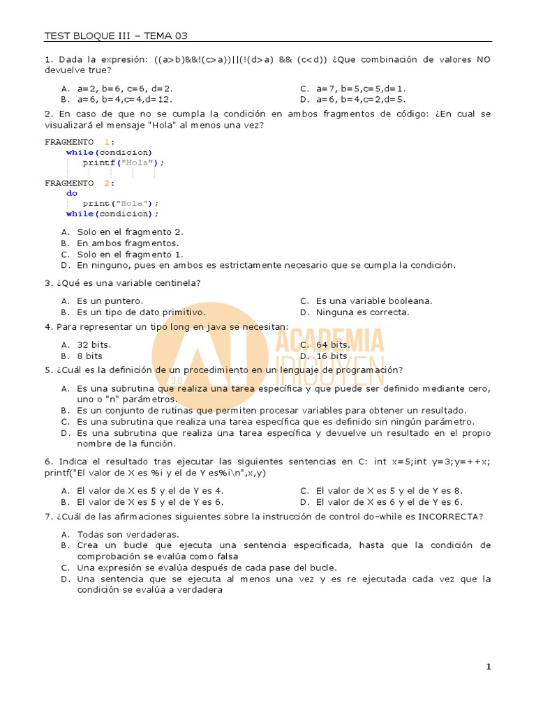 Test Tema 3 Bloque III - Oposiciones Tecnico Auxiliar de Informatica ...